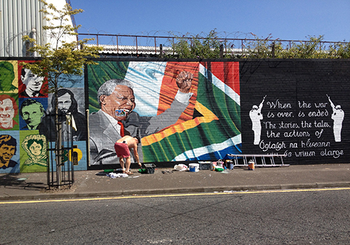 The Nelson Mandela mural on Falls Road in Belfast.